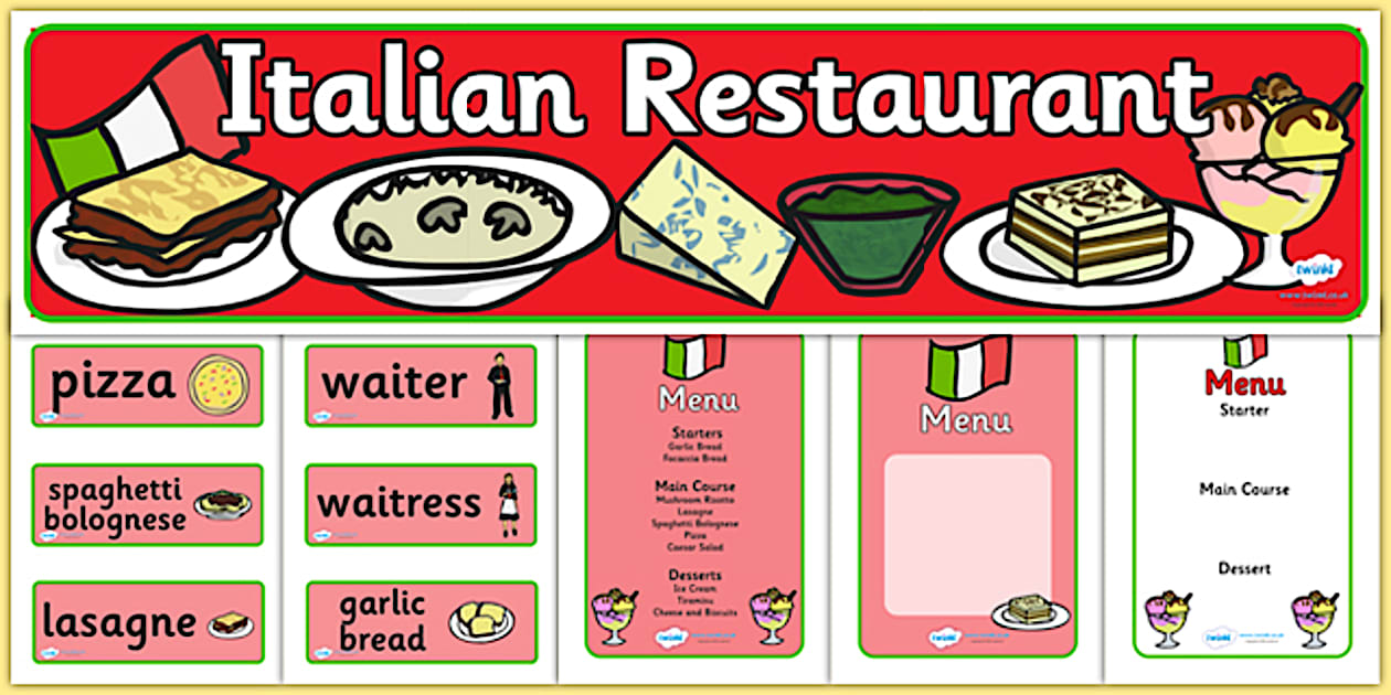 Italian Restaurant Role Play Pack - ESL Restaurant Role Play