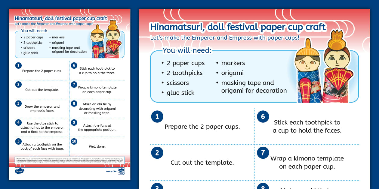 ひな祭り 紙コップで雛人形製作 Doll festival Papercup craft for EYFS or KS1