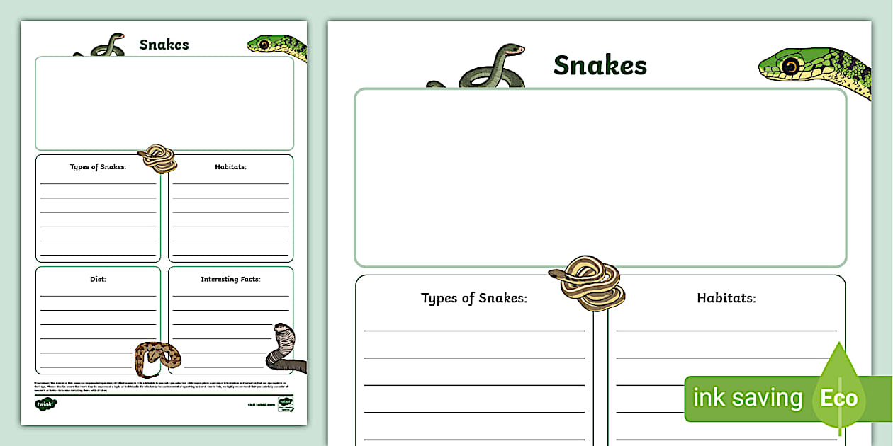 KS1 Snakes Fact File Template (teacher made) - Twinkl