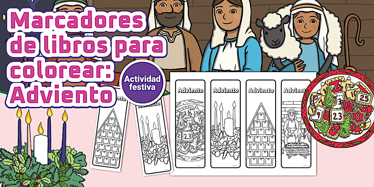 Marcadores de libros para colorear: Adviento