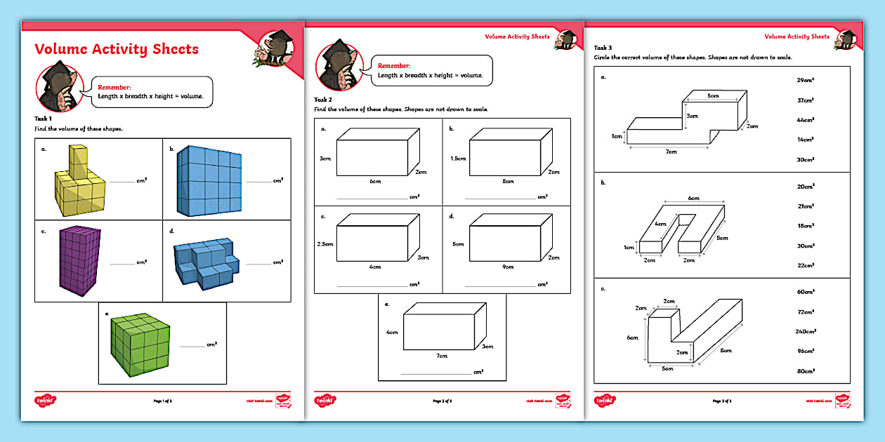 Volume Activity Sheets (Teacher-Made) - Twinkl