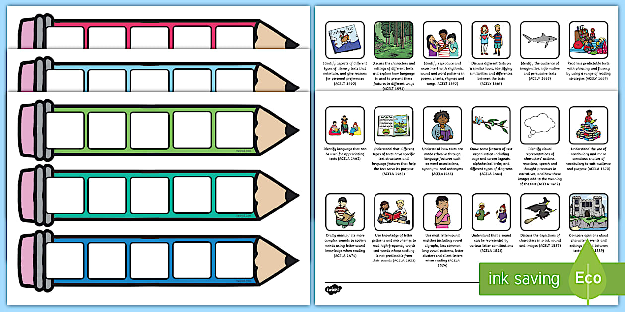 SA Year 2 Reading Pencil Targets Assessment Tracker - Twinkl