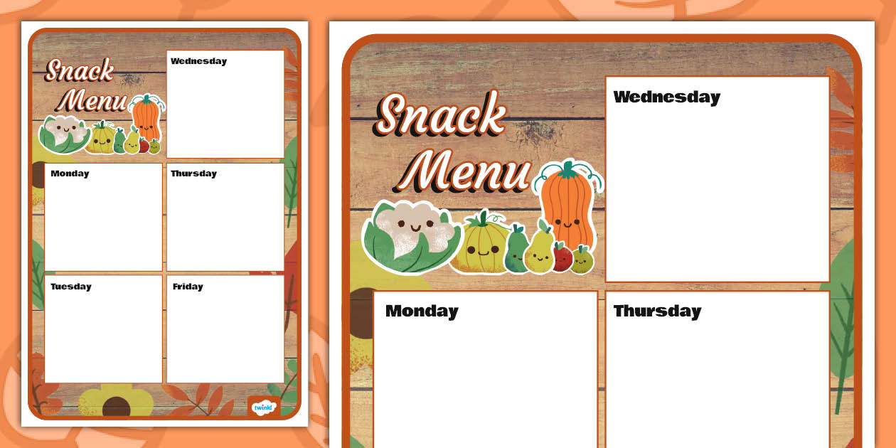 Autumn Market Themed Snack Menu Display Poster - Twinkl