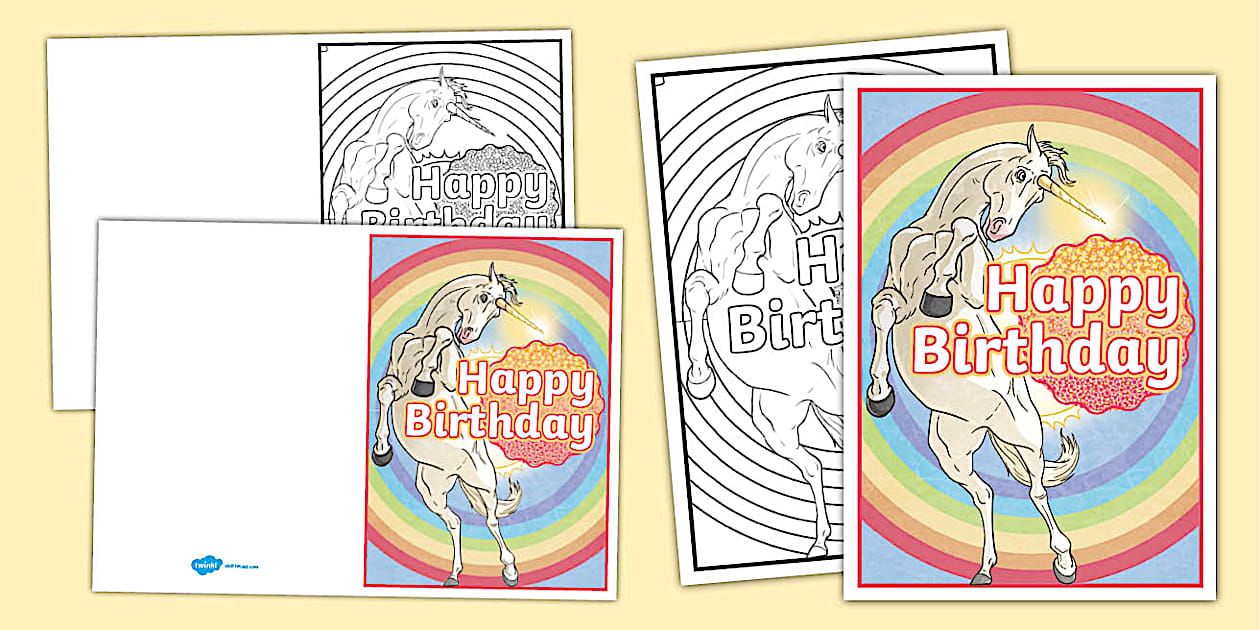 Unicorn Birthday Card (professor feito) - Twinkl