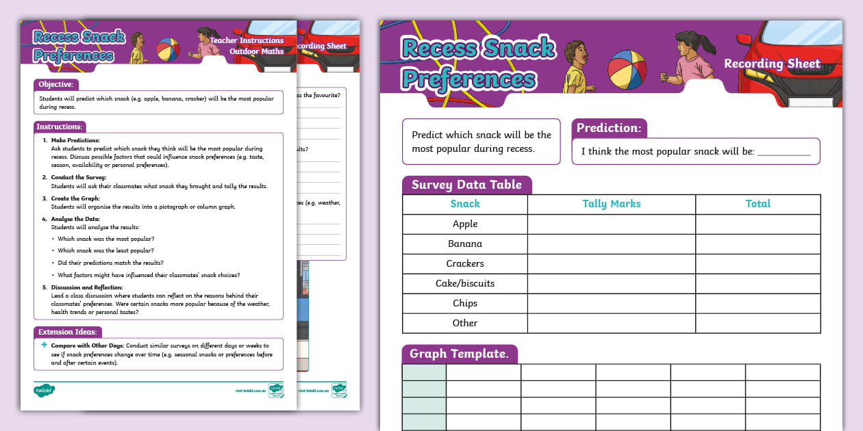 Outdoor Maths: Recess Snack Preferences (teacher made)