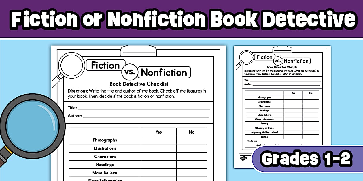 Fiction or Nonfiction Book Detective Checklist Worksheet