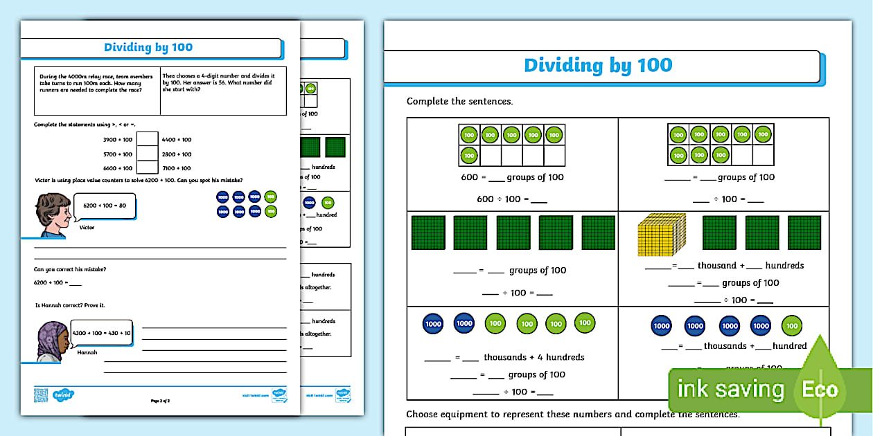 👉 KS2 Dividing by 100 Activity Sheet (teacher made)