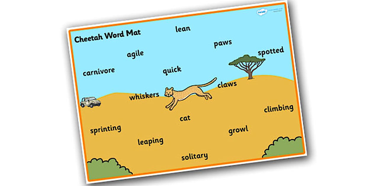 Safari Cheetah Word Mat (Teacher-Made) - Twinkl