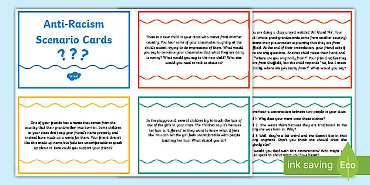 KS2 Anti-Racism Scenario Cards (teacher made) - Twinkl