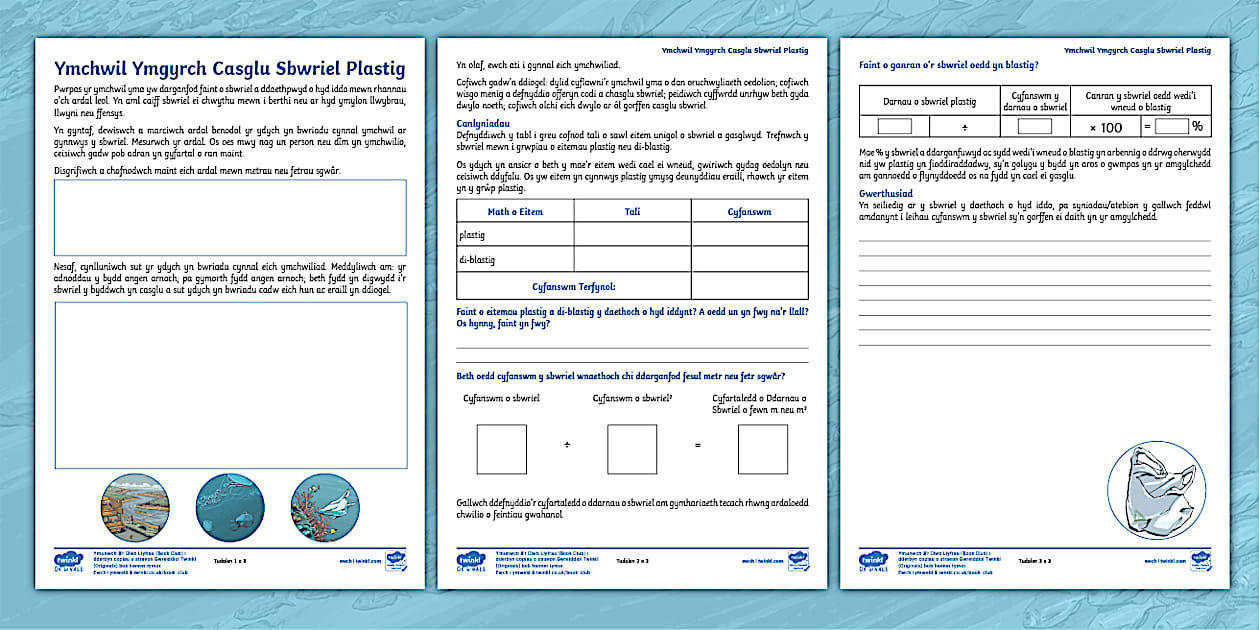 Gweithgaredd Ymchwil Ymgyrch Casglu Sbwriel Plastig - Twinkl