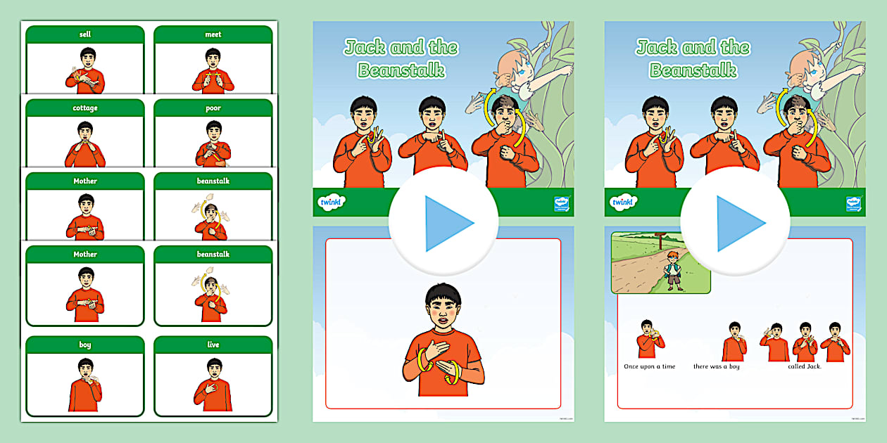 BSL Jack and the Beanstalk Sign Support Pack - Twinkl