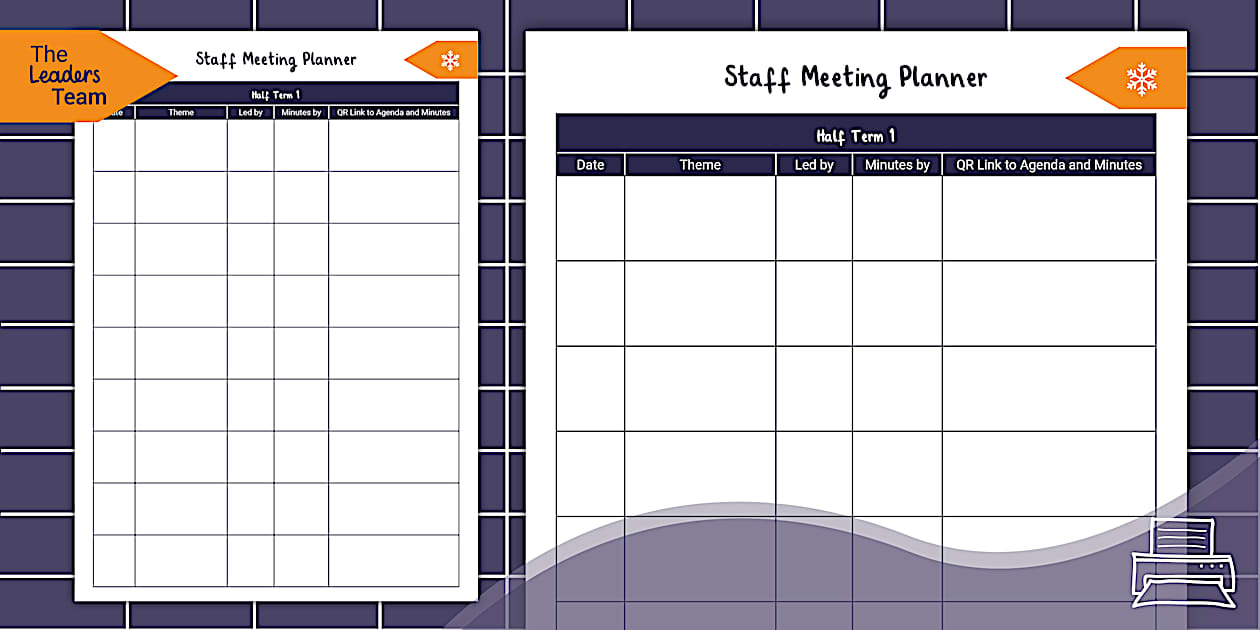 SLT | Staff Meeting Planner (teacher made) - Twinkl