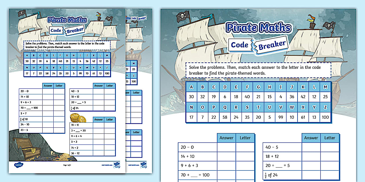 👉 Year 3 Pirate Maths Code Breaker (teacher made)