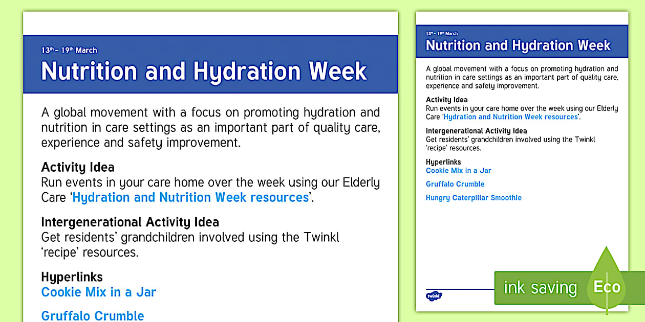 Nutrition and Hydration Week Adult Guidance (teacher made)