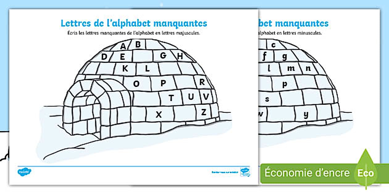 Lettres de l'alphabet manquantes dans un igloo - Twinkl