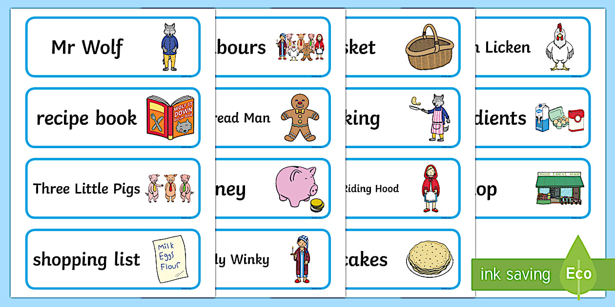 Word Cards to Support Teaching on Mr Wolf's Pancakes