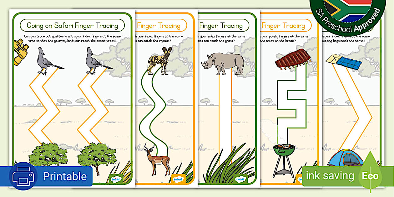 Preschool: Going on Safari - Finger Tracing Activity