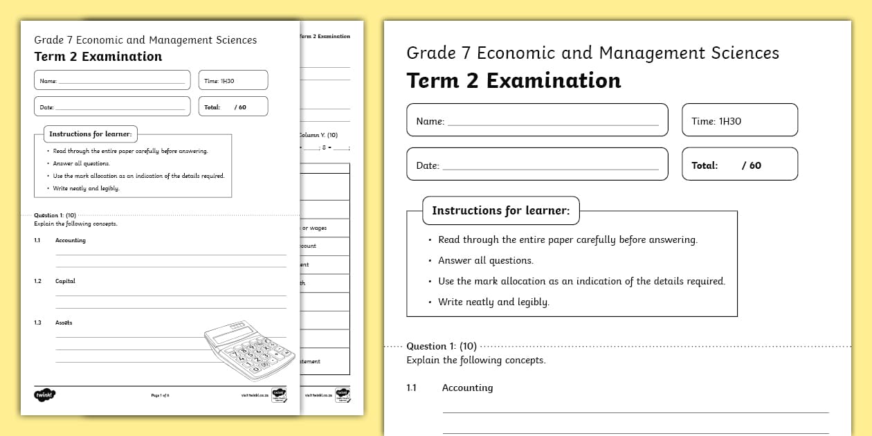 Grade 7 Economic Management Sciences Term 2 Examination