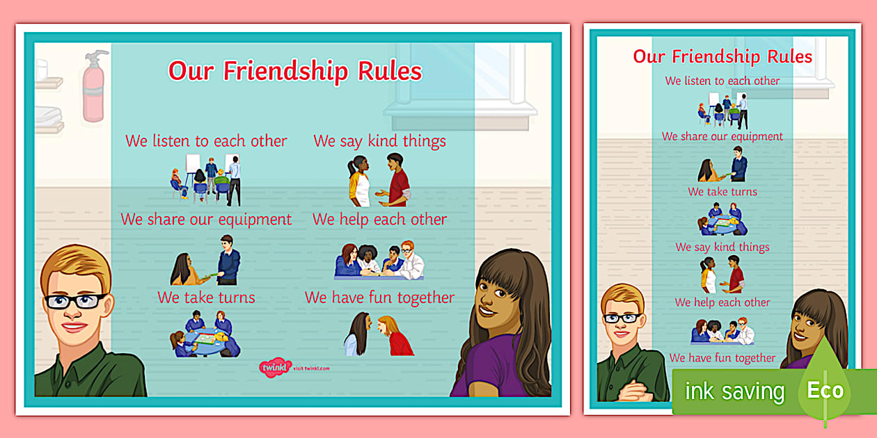 Friendship A4 Display Poster - Our Working Rules Poster