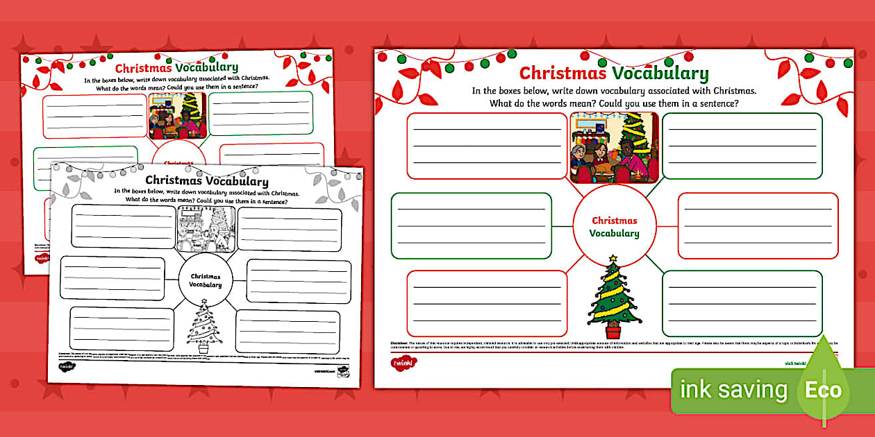 Christmas Vocabulary Mind Map (teacher made) - Twinkl