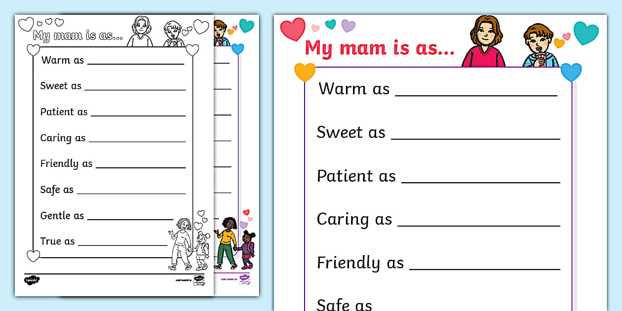 My Mam Is... Simile Poem Writing Template (teacher made)
