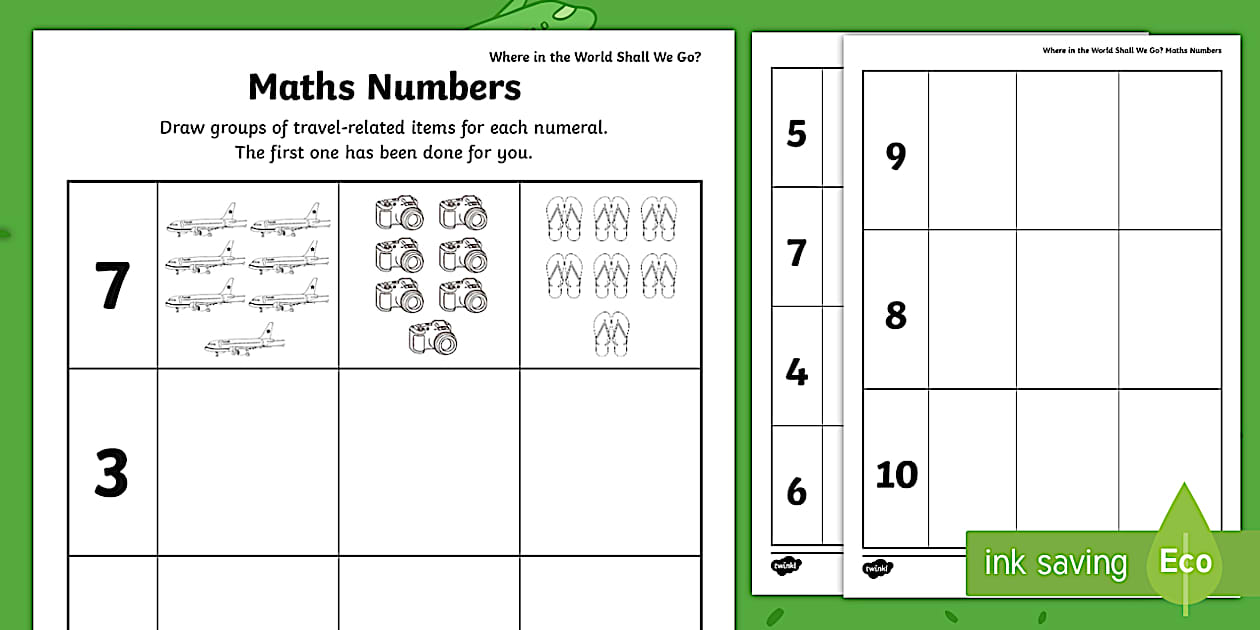 Where in the World Shall We Go? Numbers Worksheet / Worksheet
