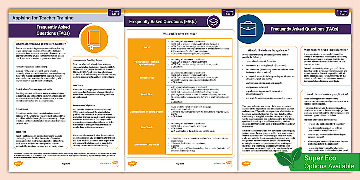 Applying for Teacher Training FAQ (teacher made) - Twinkl
