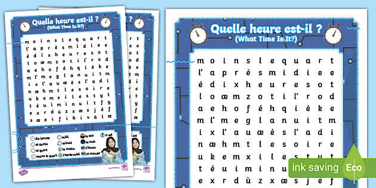 👉 French: Time Word Search (teacher made) - Twinkl