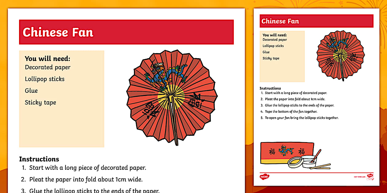 How to Make a Chinese Fan Craft Activity (teacher made)