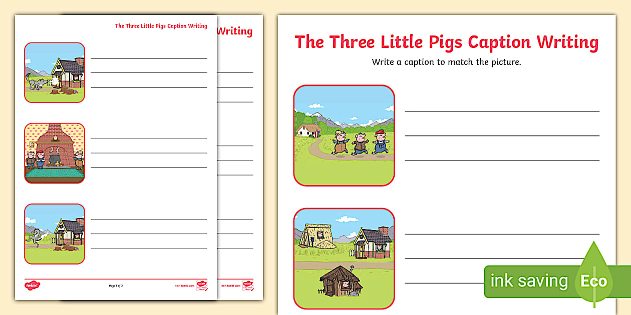 The Three Little Pigs Caption Writing Activity | Twinkl