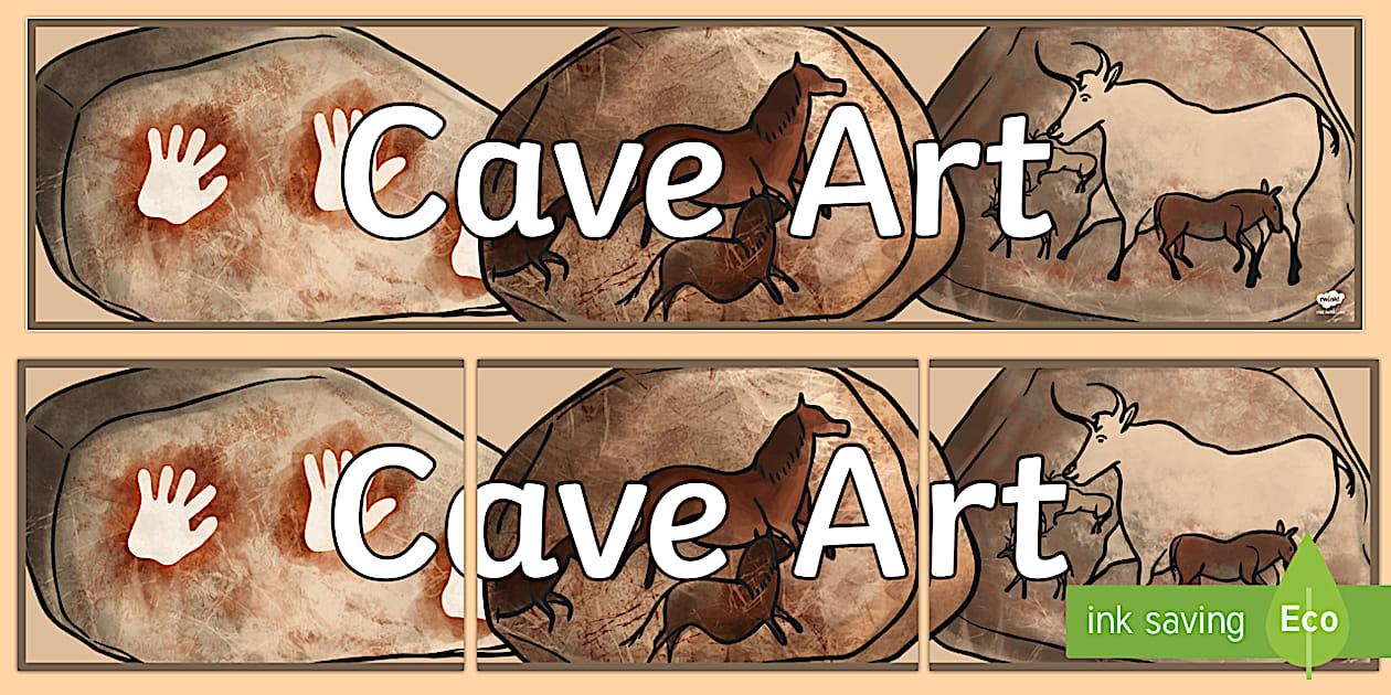 Cursive Cave Art Display Banner (teacher made) - Twinkl