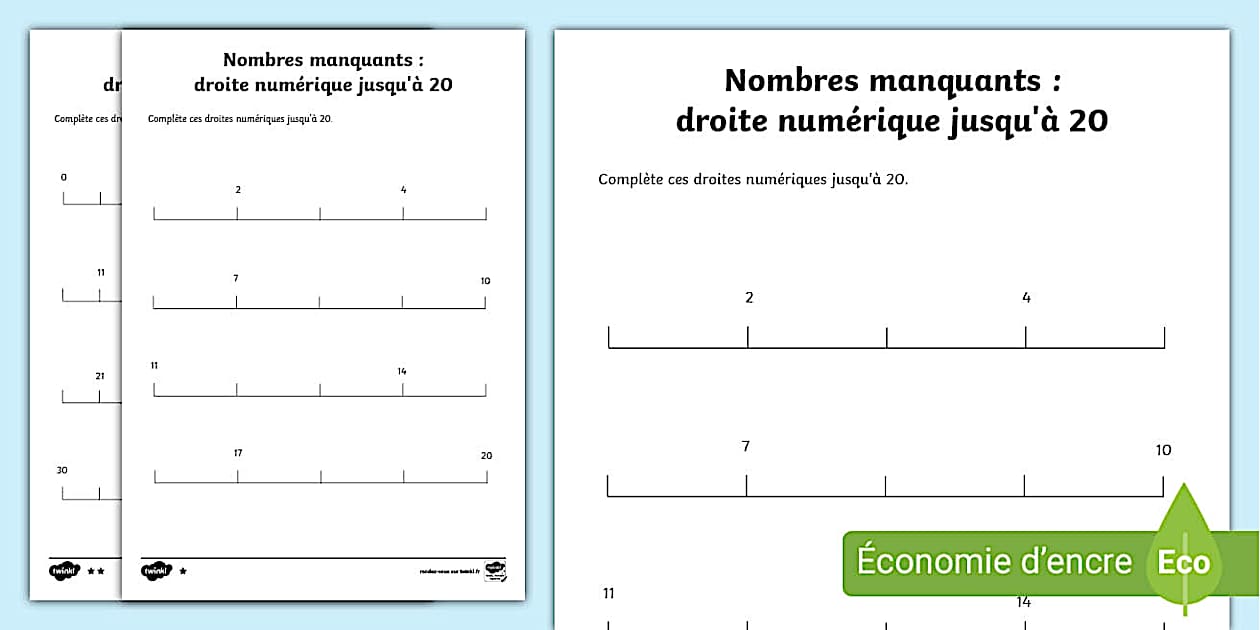 Activité différenciée de droites numériques jusque 39