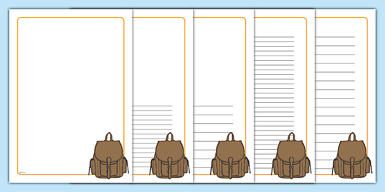 Simple Blank Leather Backpack Page Border | Page Borders