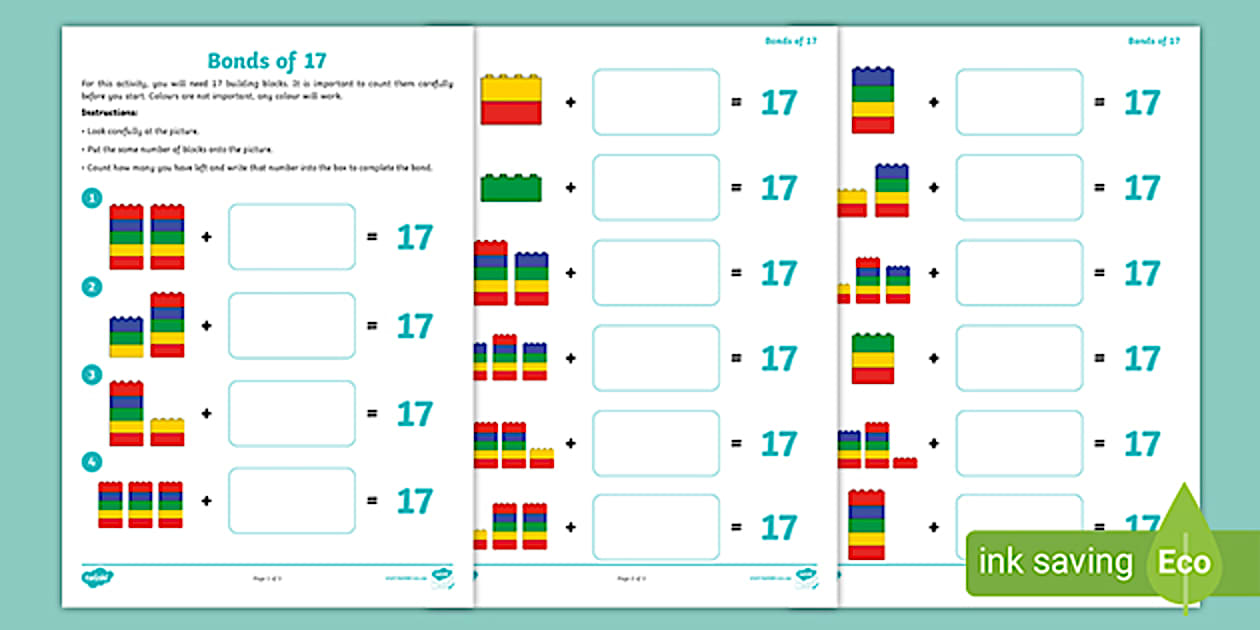 Bonds of 17 – Building Block Activity (teacher made)