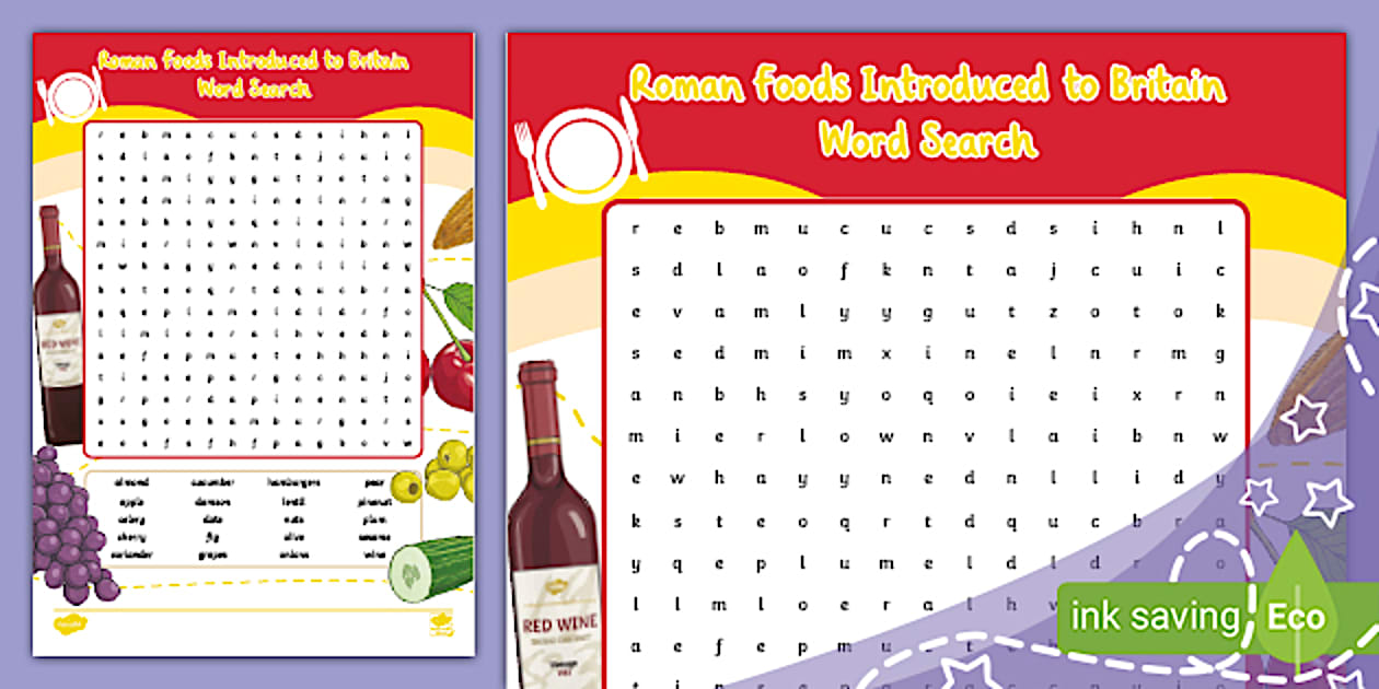 Roman Foods Introduced to Britain Word Search