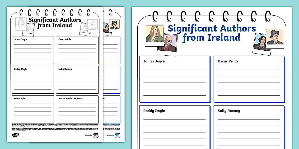 Significant Authors from Ireland Fact File Template - Twinkl