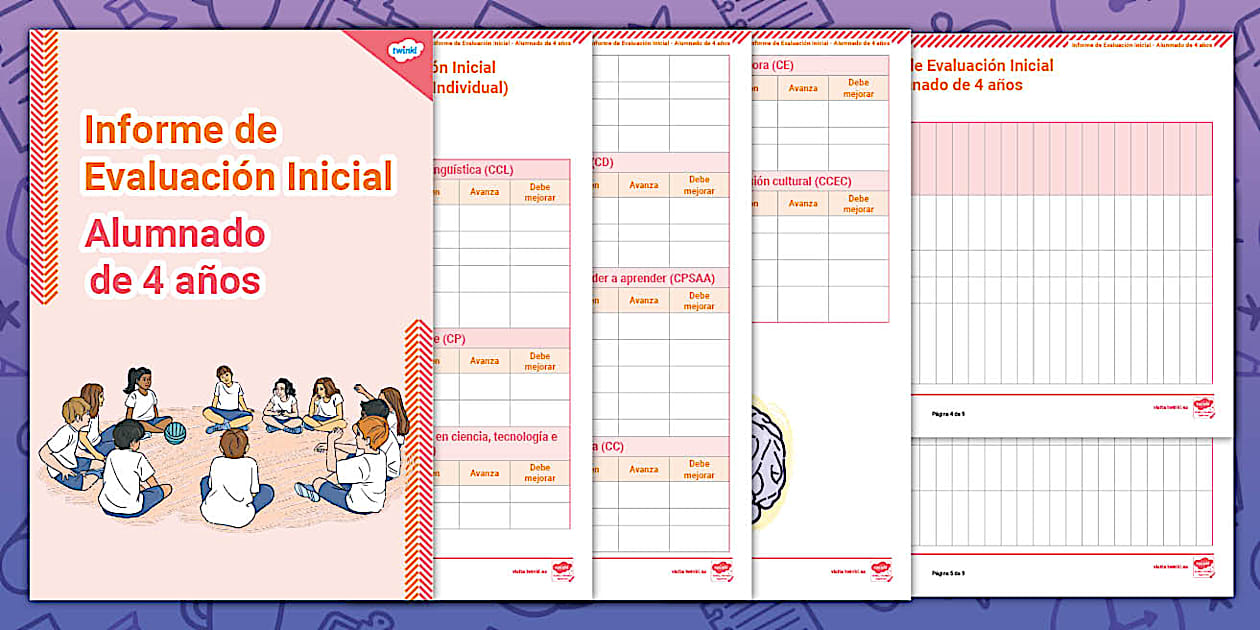 Evaluación inicial para 4 años - Twinkl