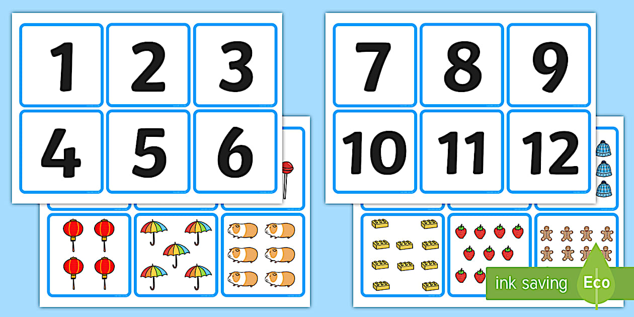 Editable Number and Quantity Matching Cards 1-20 - Twinkl