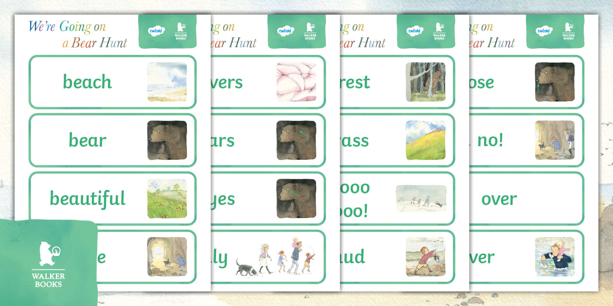 We're Going on a Bear Hunt Word Cards | Twinkl