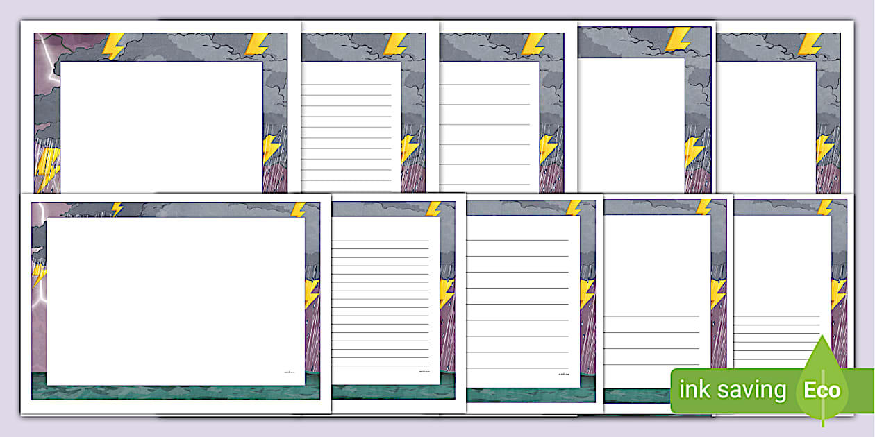 Editable Storm-Themed Page Borders (teacher made) - Twinkl