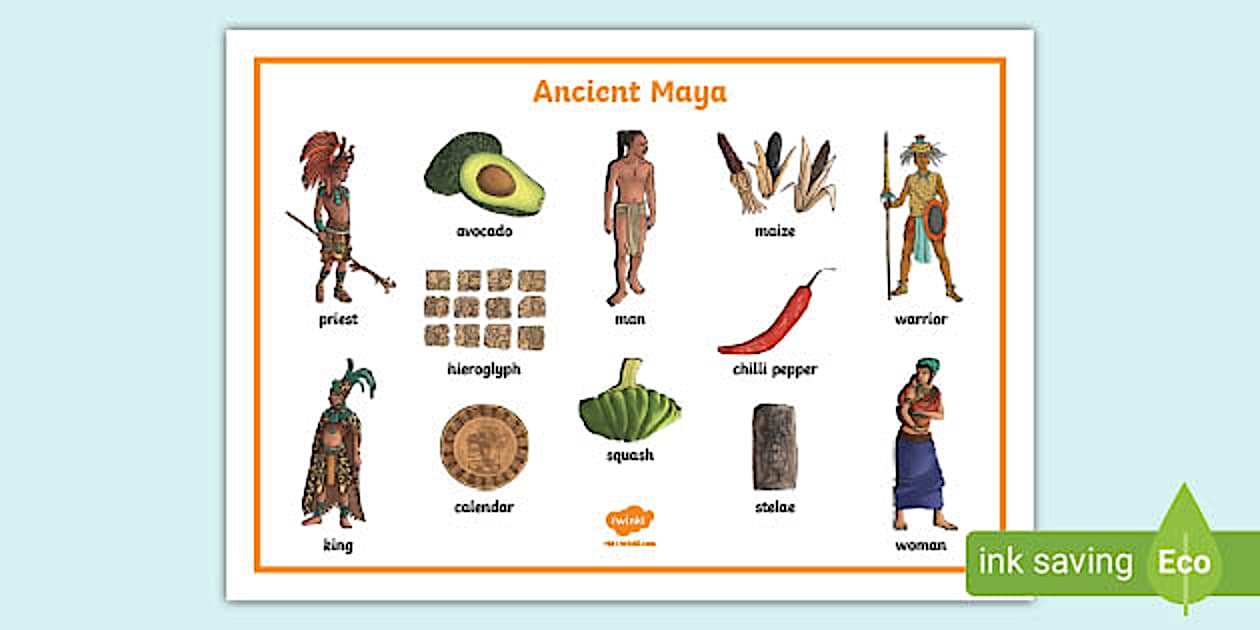Cursive Maya Civilization Vocabulary Mat - Twinkl