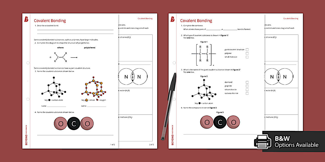 Covalent Bonding Worksheet | KS4 Science | Beyond - Twinkl