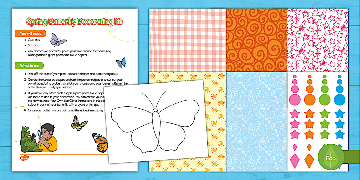 Butterfly Decorating Craft Template (teacher made) - Twinkl