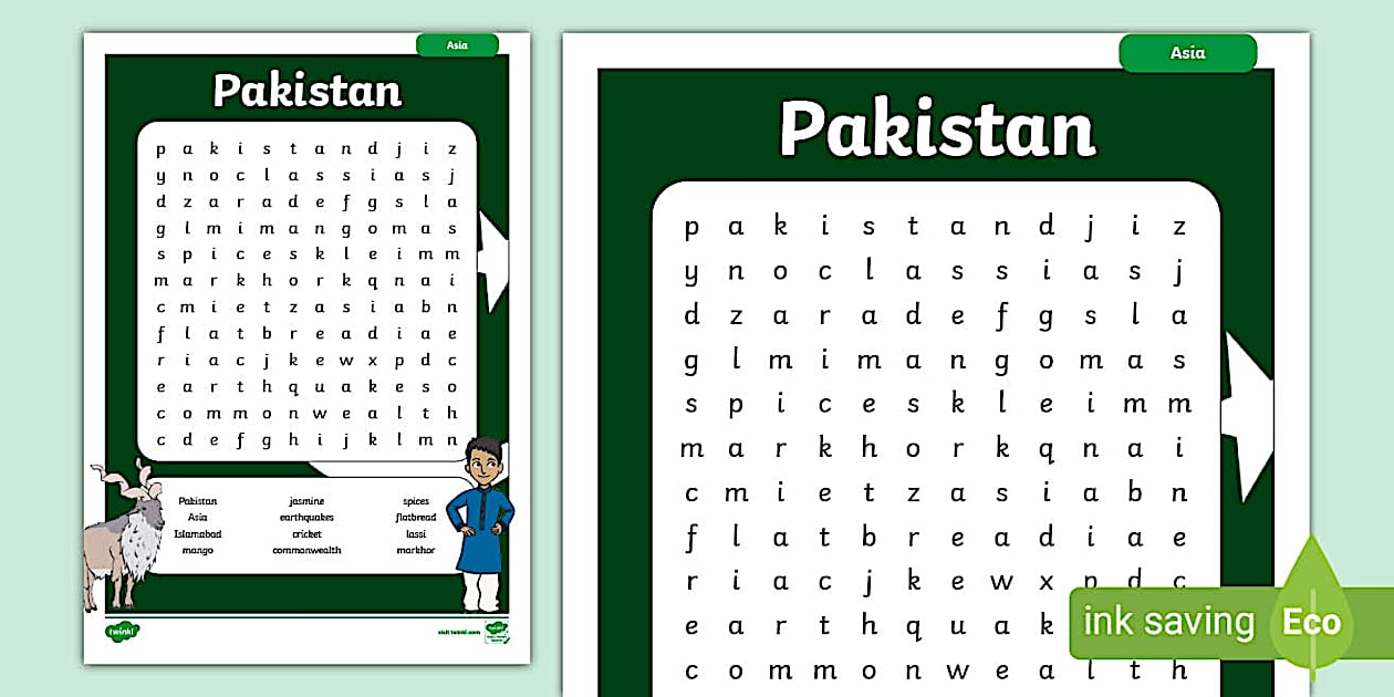 KS1 Pakistan Wordsearch (teacher made) - Twinkl