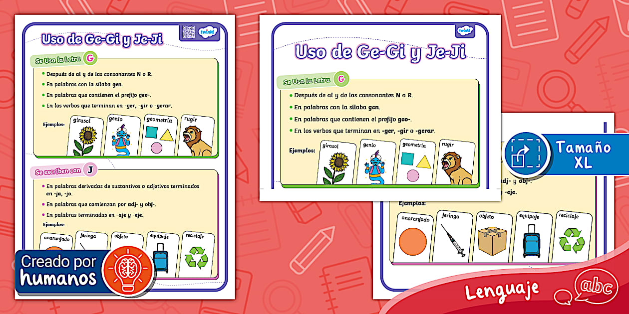 Poster | Lenguaje | Uso de Ge - Gi y Je - Ji - Twinkl