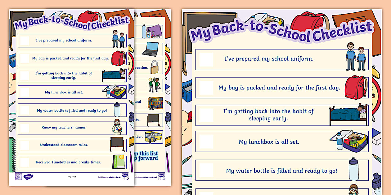 Student Back-to-School Checklist (teacher made) - Twinkl