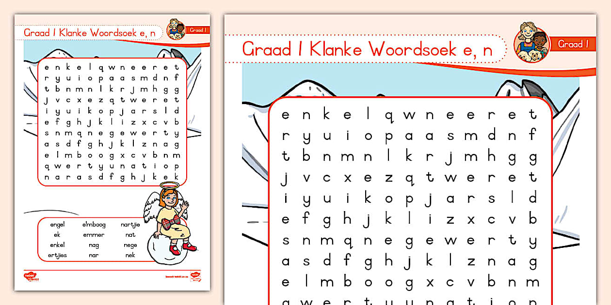 Graad 1 Klanke Woordsoek e, n - Twinkl