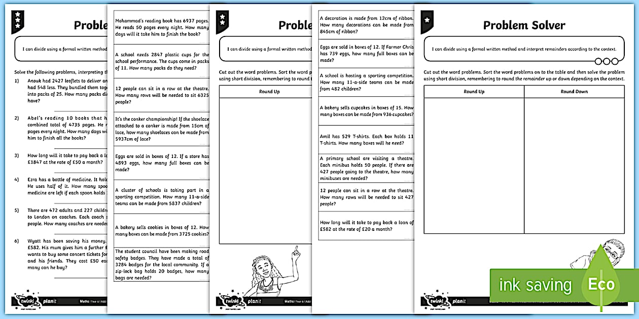 Higher Ability Differentiated Problem Solver Worksheets