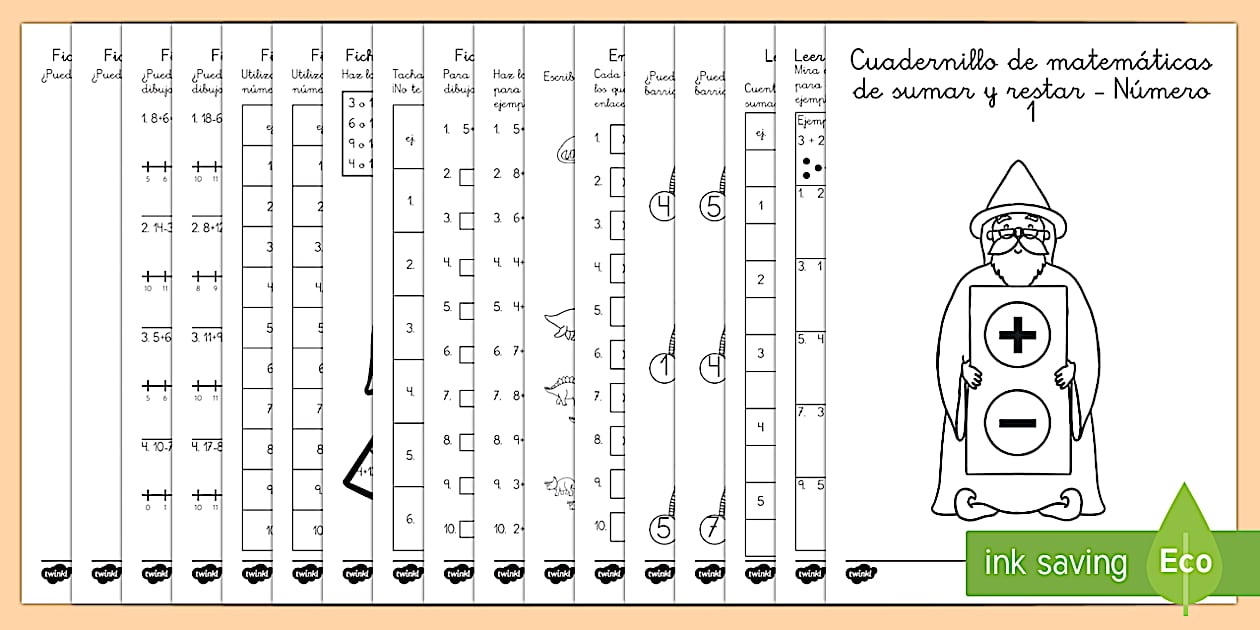 Sumas y restas Num. 1 Cuadernillo de matemáticas - Twinkl