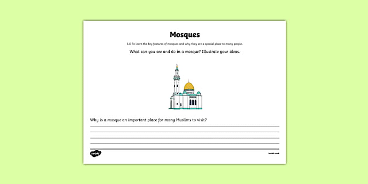 Editable Islam Mosque Mind Map Worksheet - Twinkl